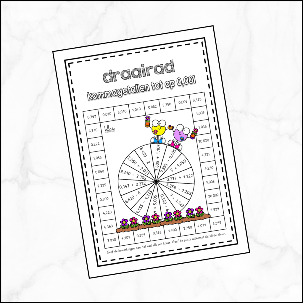 Draairad - kommagetallen tot op 0,001 · Klasmateriaal