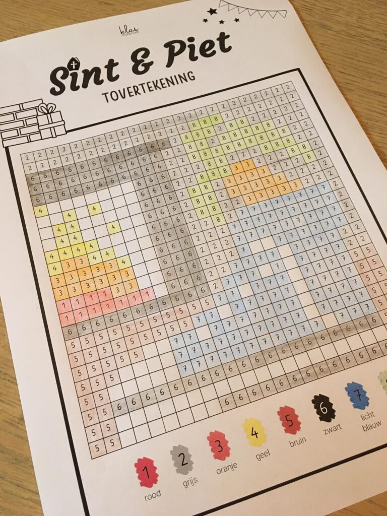 Kleuren op code Sint en Piet · Klasmateriaal