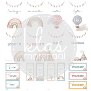 Klasthema Cute Boho Rainbow · Klasmateriaal