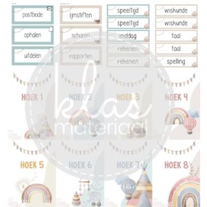 Klasthema Cute Boho Rainbow · Klasmateriaal
