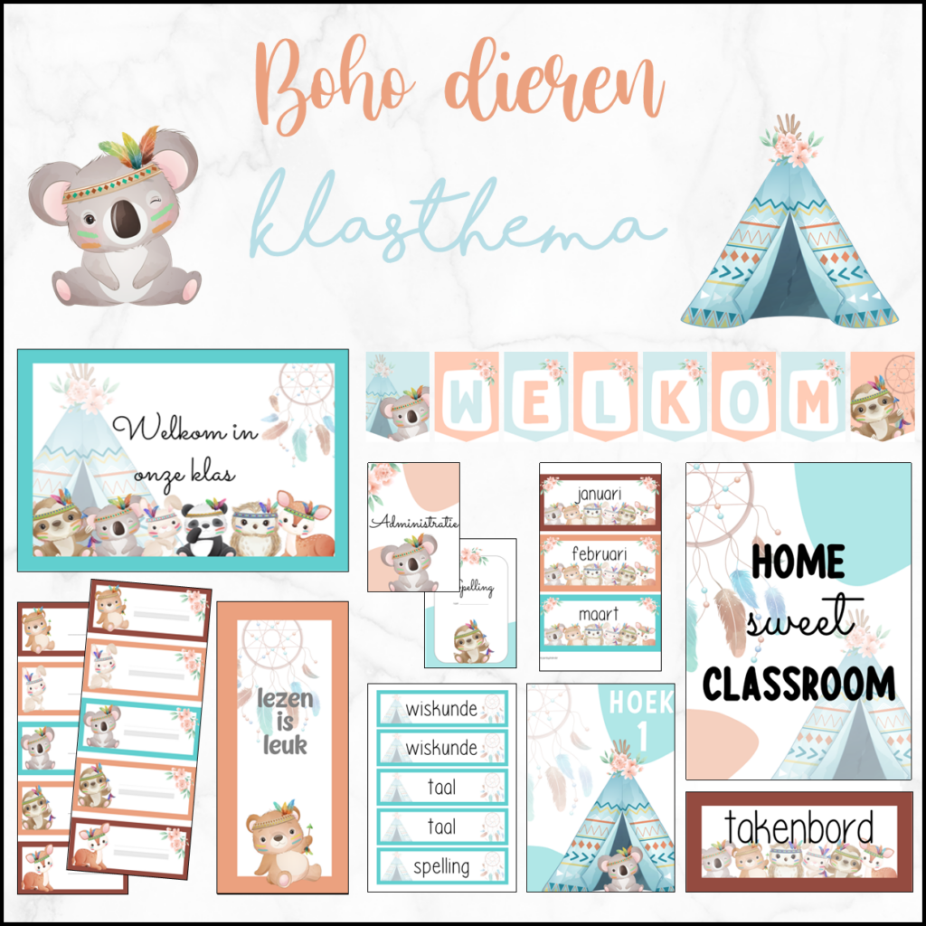 Klasthema boho animals · Klasmateriaal