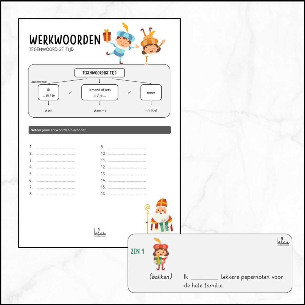Loopspel - werkwoorden vervoegen in de tegenwoordige tijd · Klasmateriaal