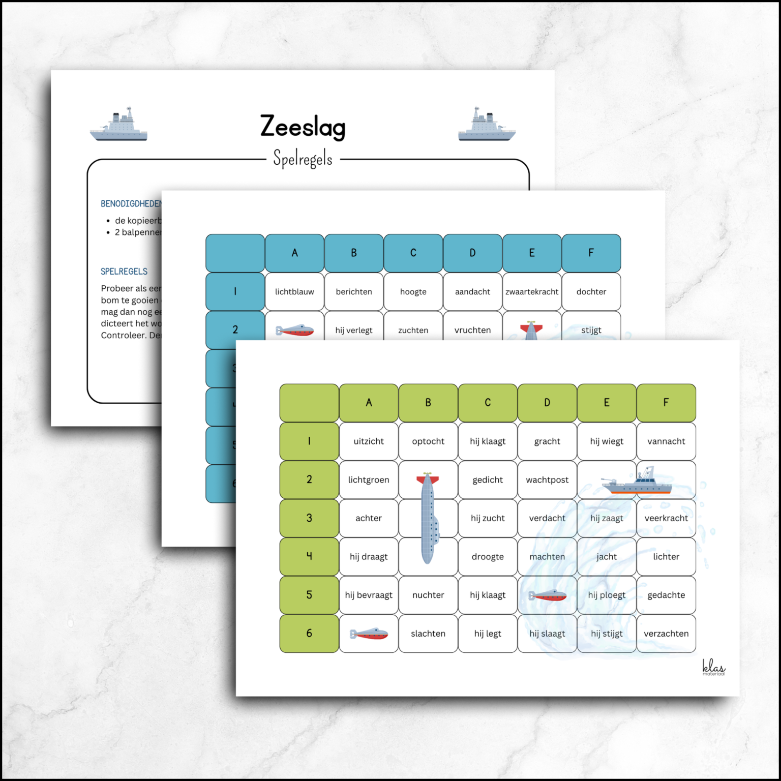 Spel spelling: gt en cht · Klasmateriaal